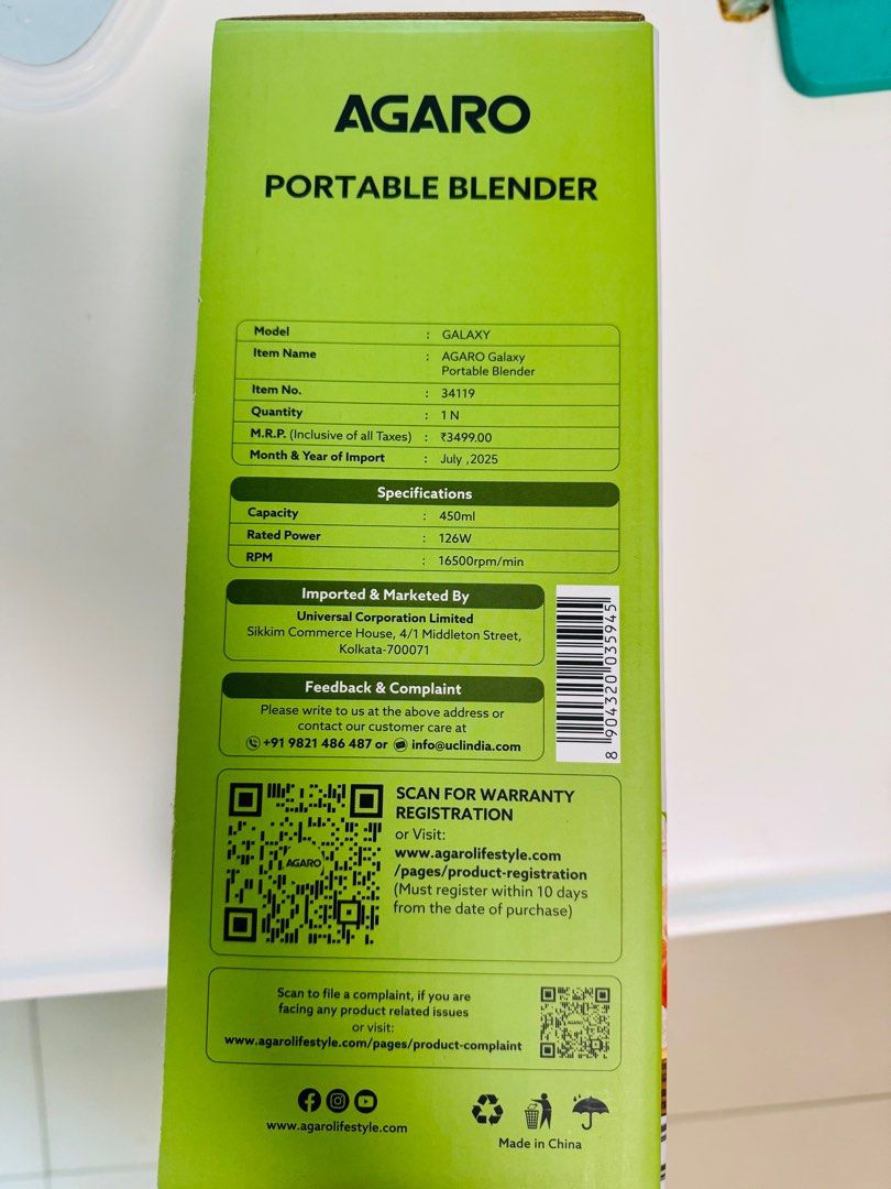 AGARO Galaxy Portable Blender - Brand New, TV & Home Appliances ...