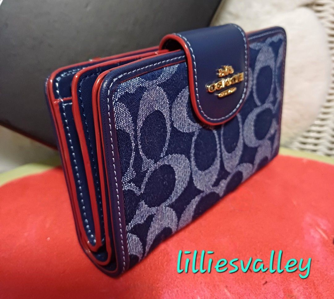 Coach Blue Denim in Signature Wallet, Luxury, Bags & Wallets on Carousell