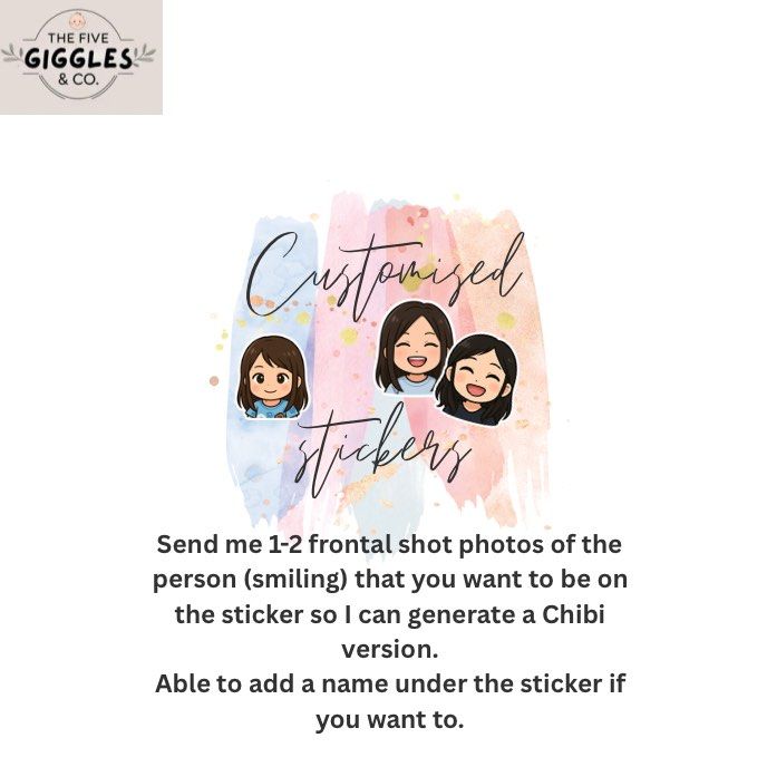 5 pcs Customised Chibi Stickers , Hobbies & Toys, Art & Prints on Carousell