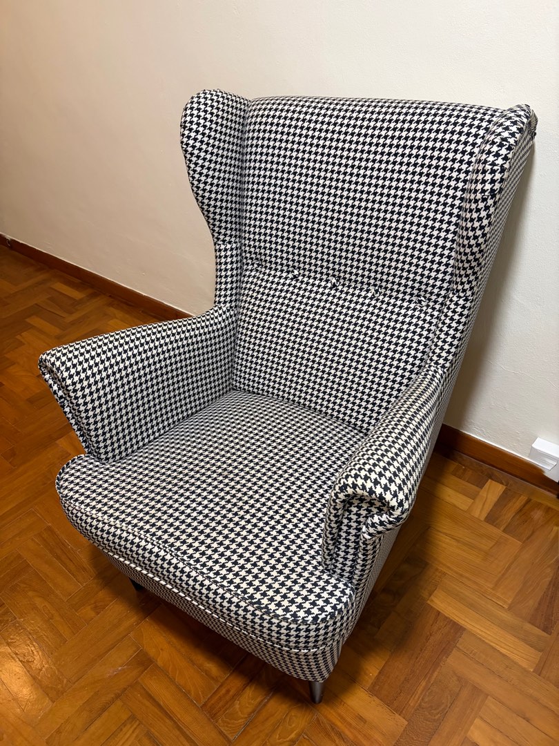 Ikea Houndstooth Wingback Armchair / Nursing chair, Furniture & Home ...