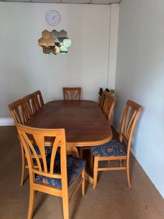Teak Wood from Bali Dining Table 2m X 1.1m Set with 8 Chairs, Furniture ...