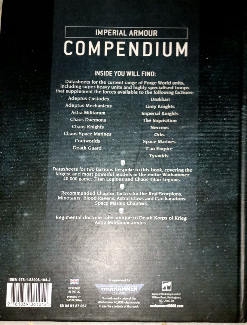Year end offer Warhammer 40,000 Imperial Armour Compendium hardcover ...