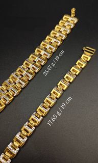 916 (22K) 2 Tone Gold Bead Bracelet, Women's Fashion, Jewelry ...