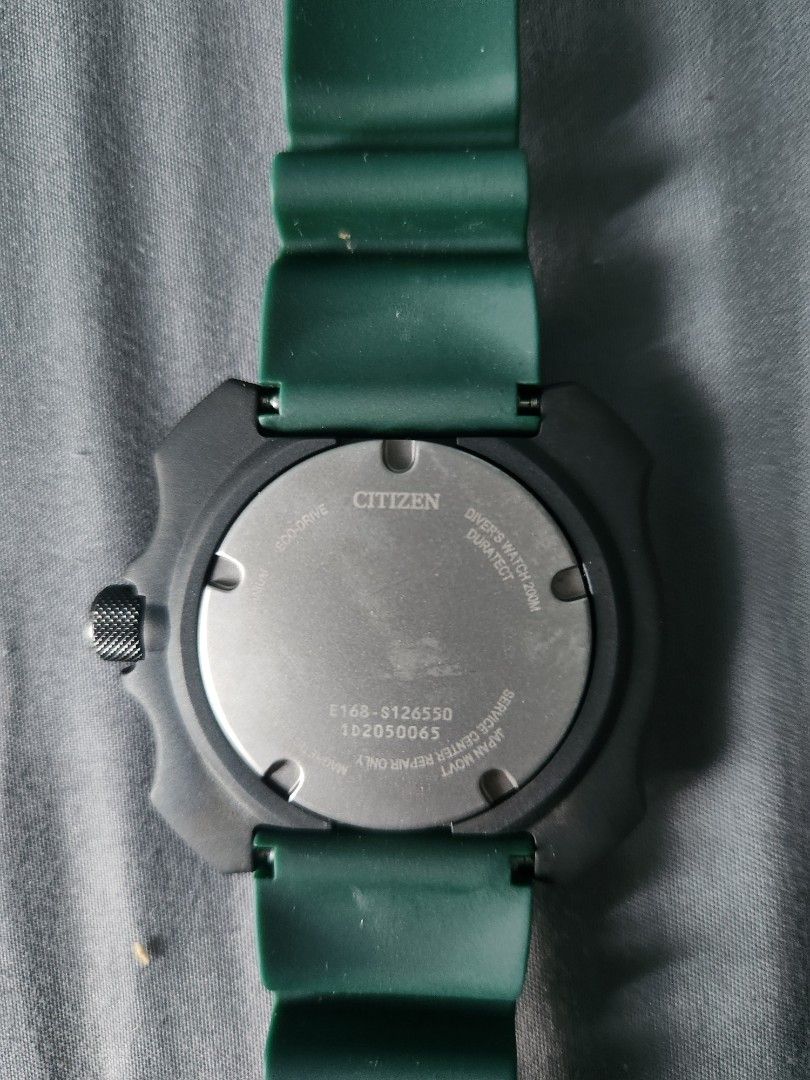 Citizen Eco Drive Titanium Diver's Watch - Green Strap, Men's Fashion ...