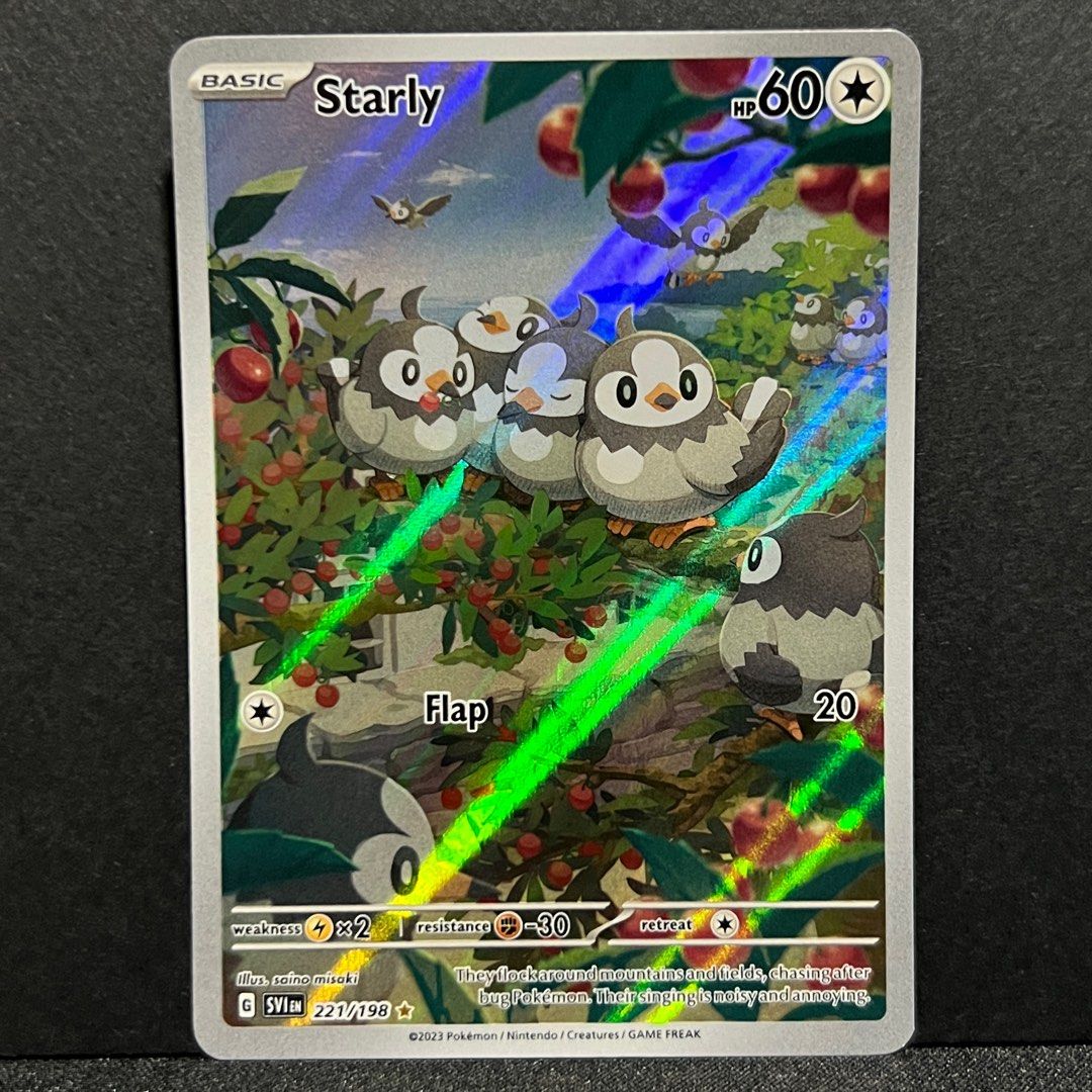 ENG Starly IR AR 221/198 Scarlet & Violet Pokemon Card, Hobbies & Toys ...