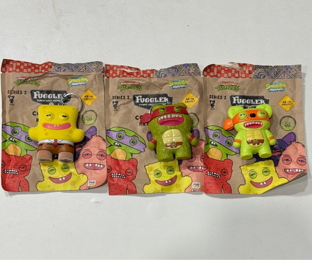 Fuggler Series 2 Keychain - Rare SpongeBob,Raphael, Michelangelo ...