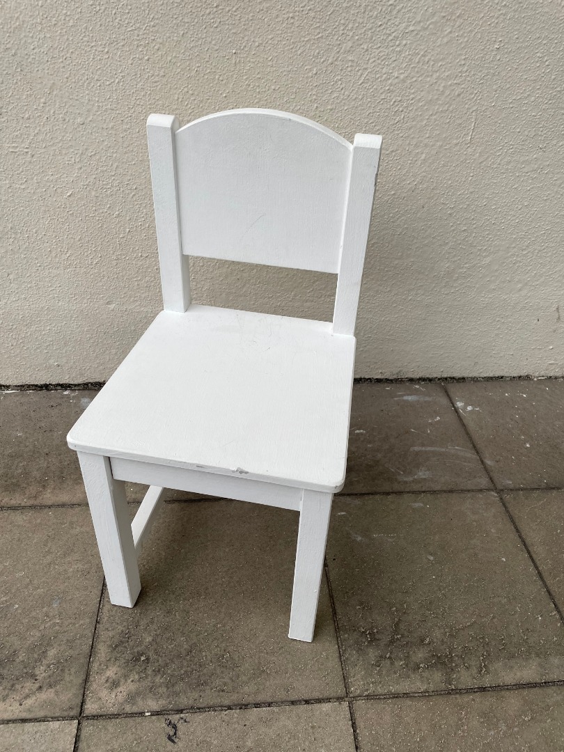Ikea Sundvik kid's white chair. Has recently painted it white. formerly ...