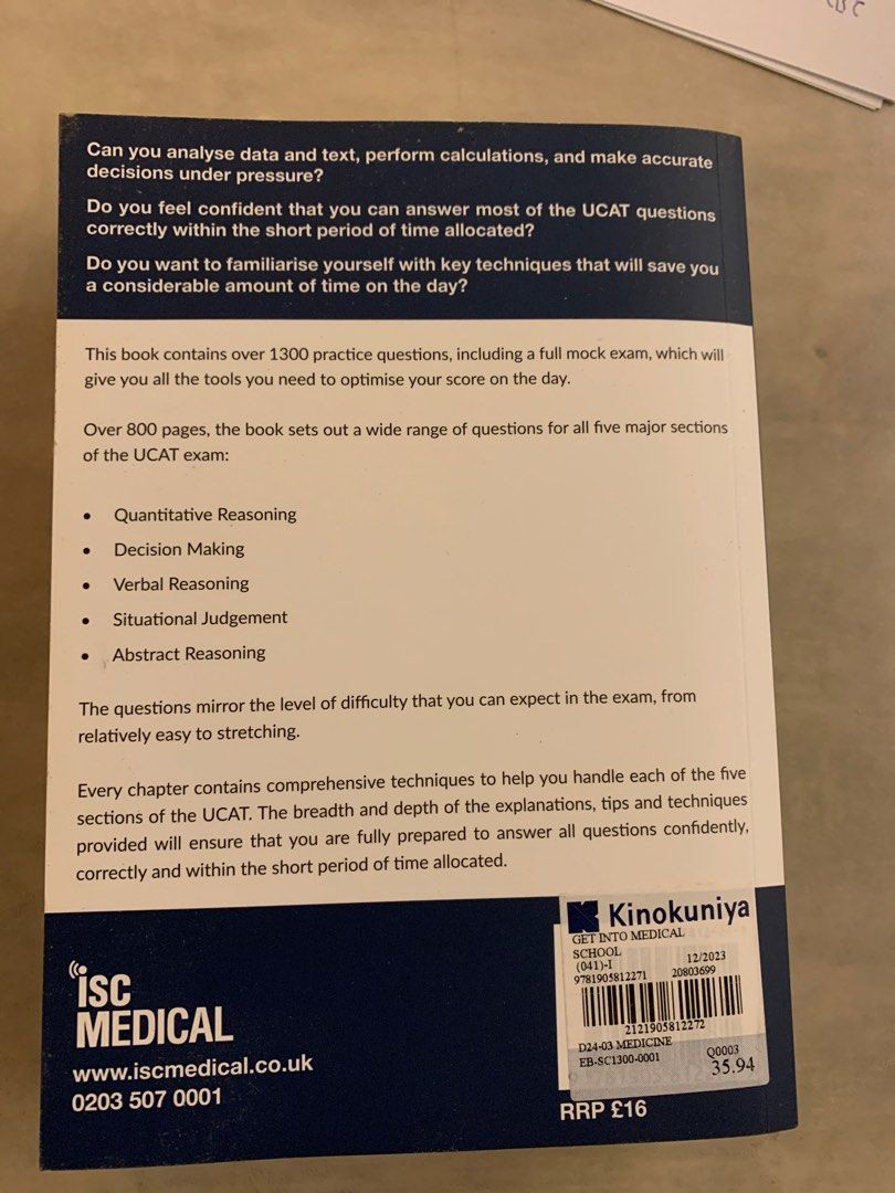 ISC Medical 1300 UCAT Practice Questions Book, Hobbies & Toys, Books ...