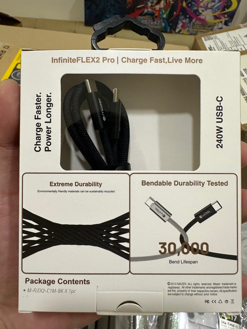 MAZER InfiniteFLEX2 Pro USB C to USB C Cable 240W | 1.0M | 3.2FT ...