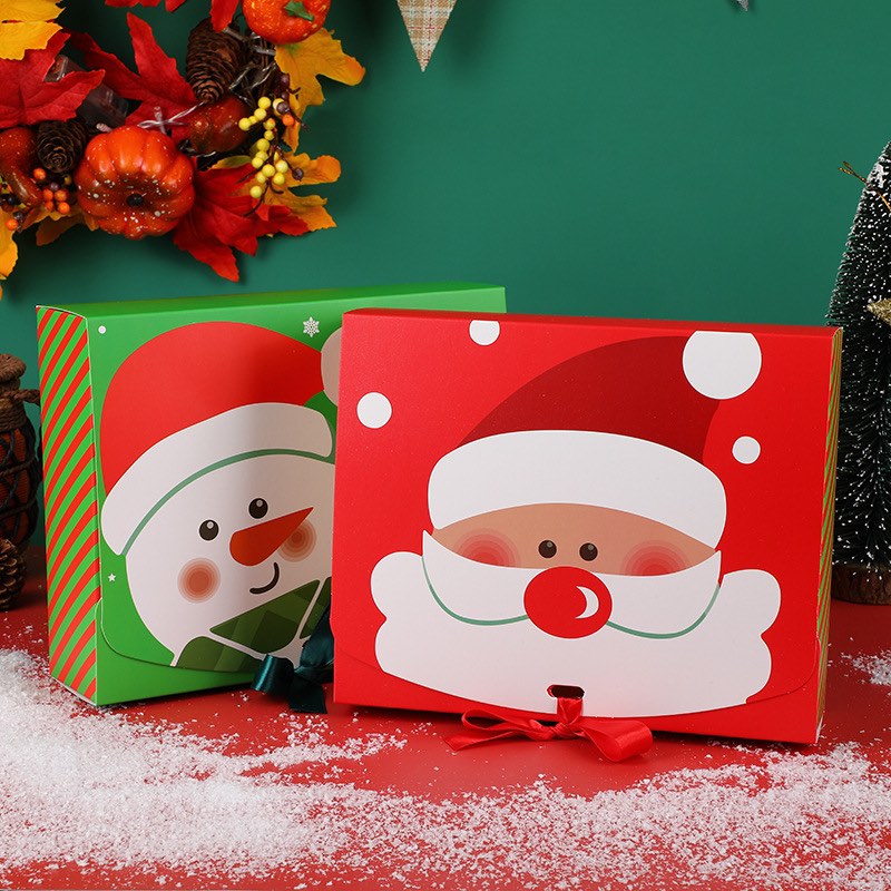 [Peek A Box] Christmas Gift Box Red Santa & Green Snowman Gift Box with ...