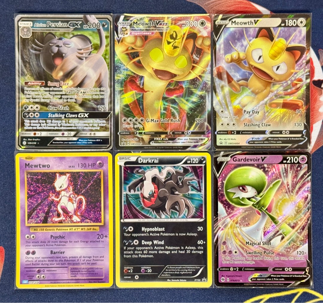 Alolan Persian GX 129/236 Meowth VMAX SWSH005 V SWSH004 Mewtwo 014/034 ...
