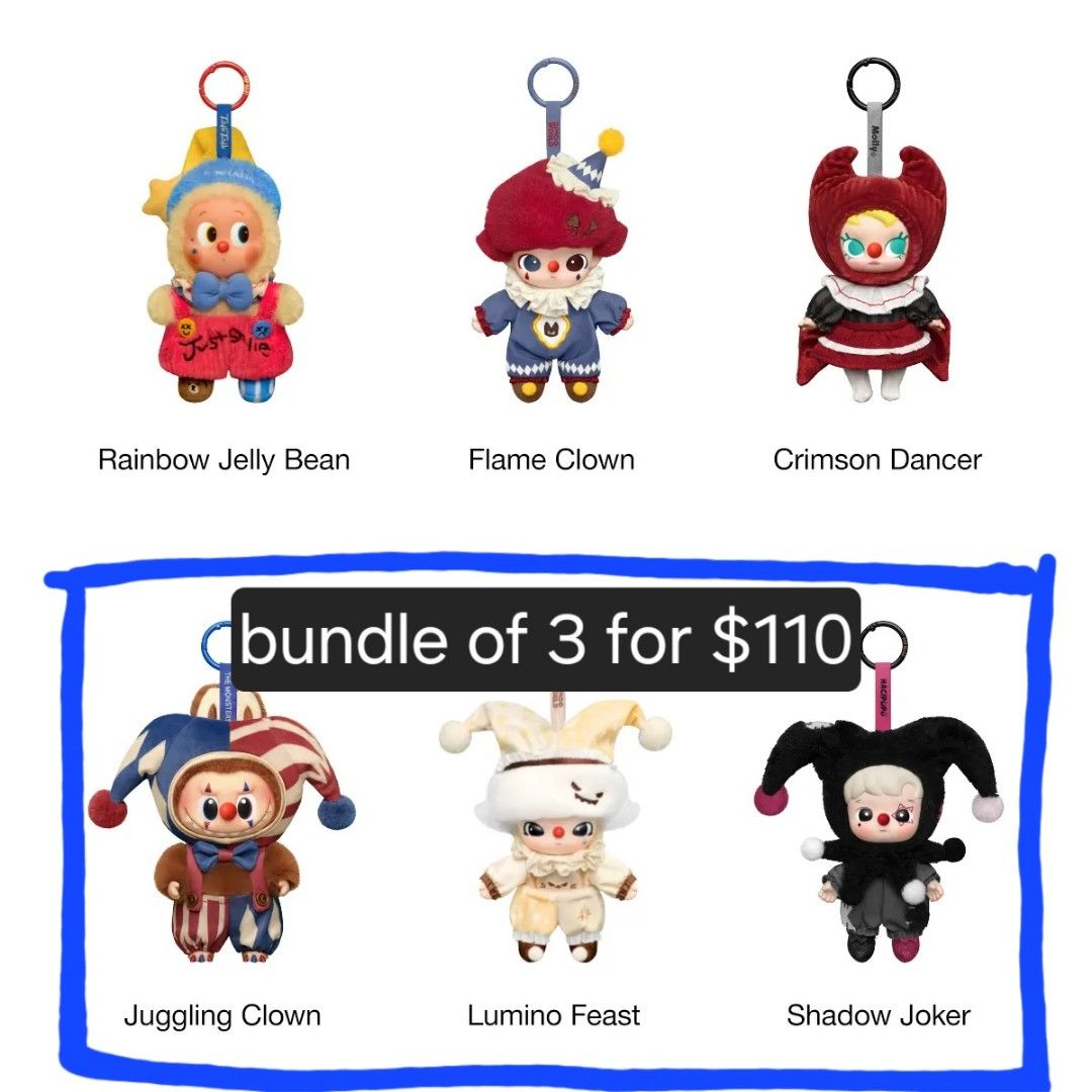Popmart why so serious bundle - labubu juggling clown + lumino feast ...