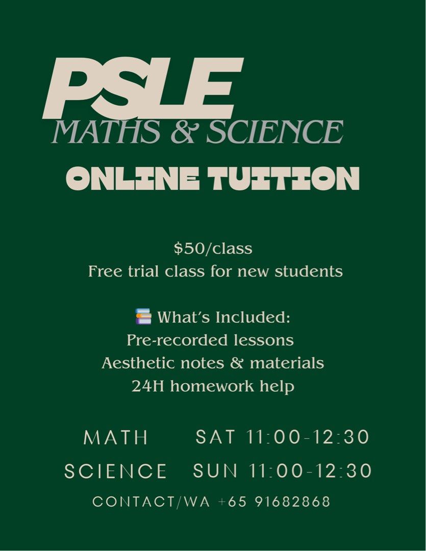 PSLE MATH & SCIENCE ONLINE TUITION, Learning & Enrichment, Enrichment ...