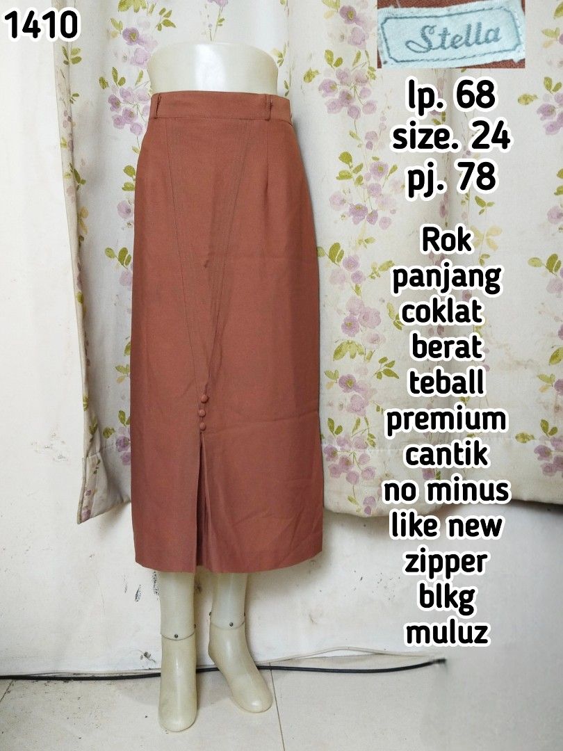 📍 HOT SALE 📍STELLA Rok Panjang Brown Premium, Fesyen Wanita, Pakaian ...