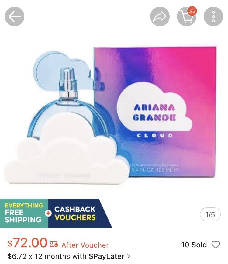 Ariana Grande Cloud Eau de Parfum 100ml, Beauty & Personal Care ...