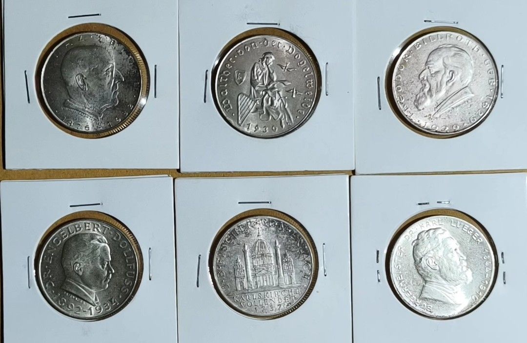 AT SPOT VALUE Austria interwar commemorative silver coins 2 schilling ...