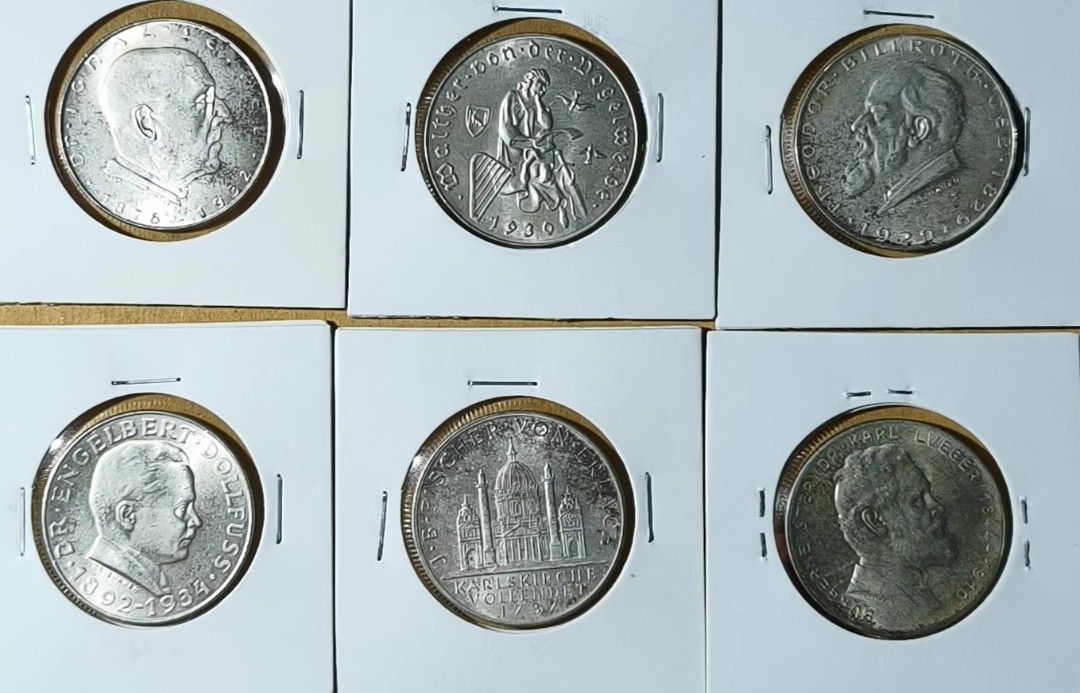 AT SPOT VALUE Austria interwar commemorative silver coins 2 schilling ...