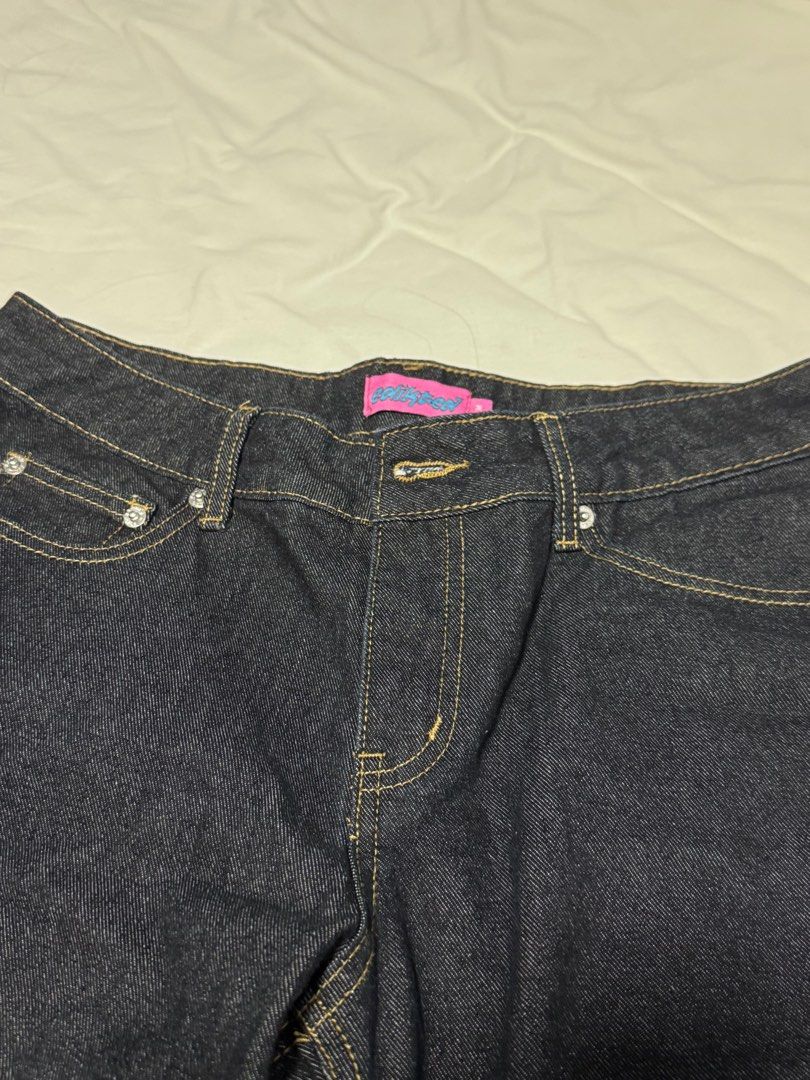 Edikted pPetite Raelynn Washed Low Rise Baggy Jeans, Women's Fashion ...