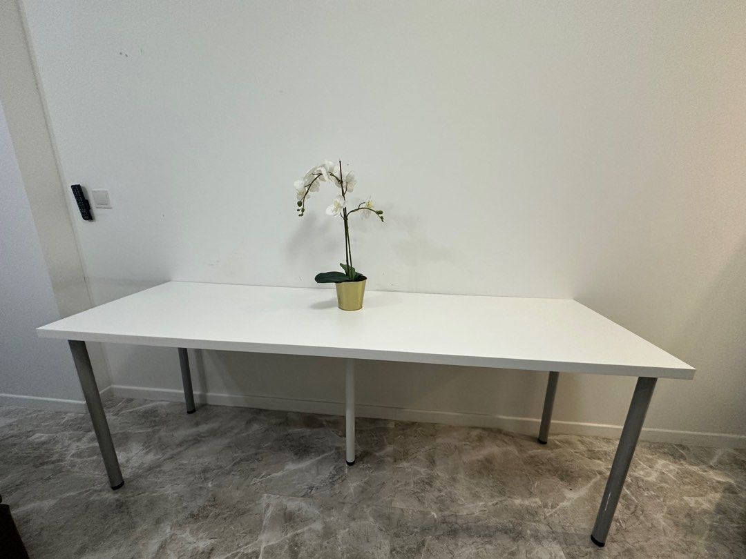 IKEA LINNMON 2 meter Study/ Gaming Table+ 5 ADILS legs, Furniture ...