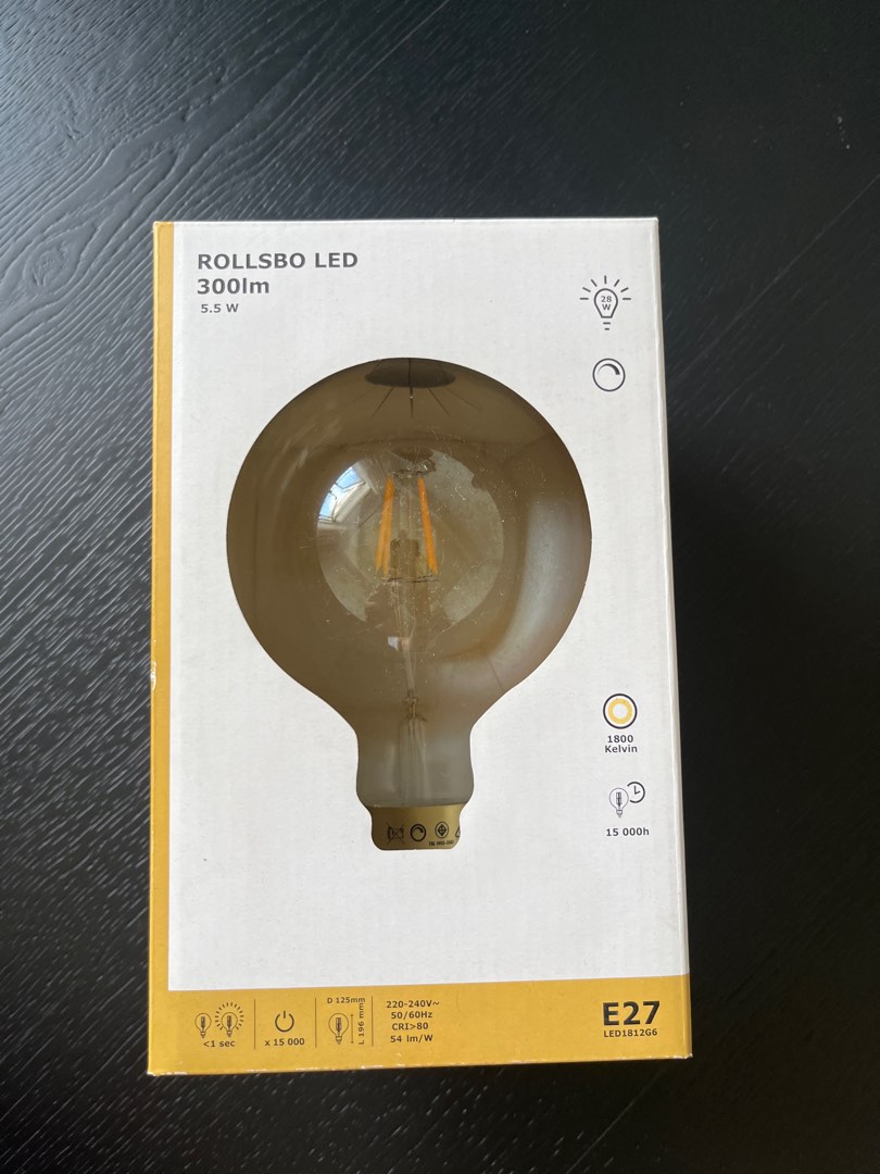 IKEA Rollsbo LED 300lm E27 Bulb, Furniture & Home Living, Lighting ...