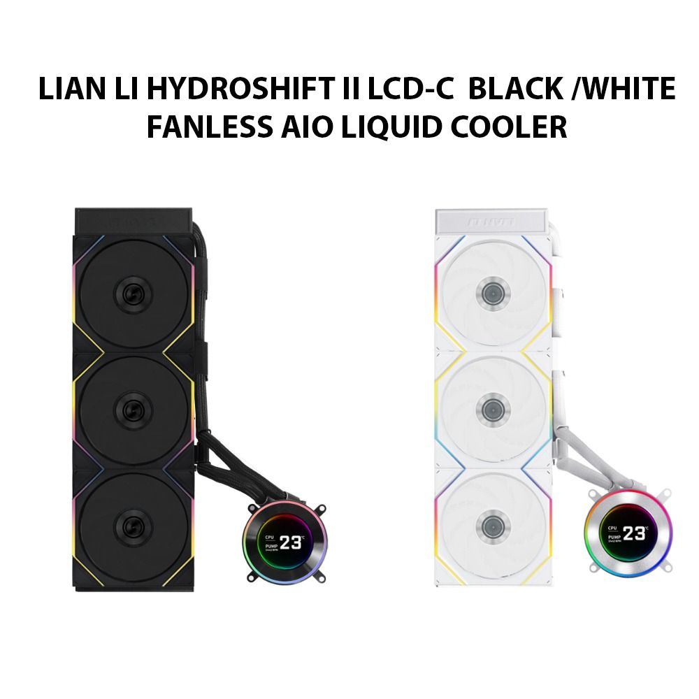 Lian Li Hydroshift II LCD-C 360N Black All-in-One Fanless CPU Cooler ...