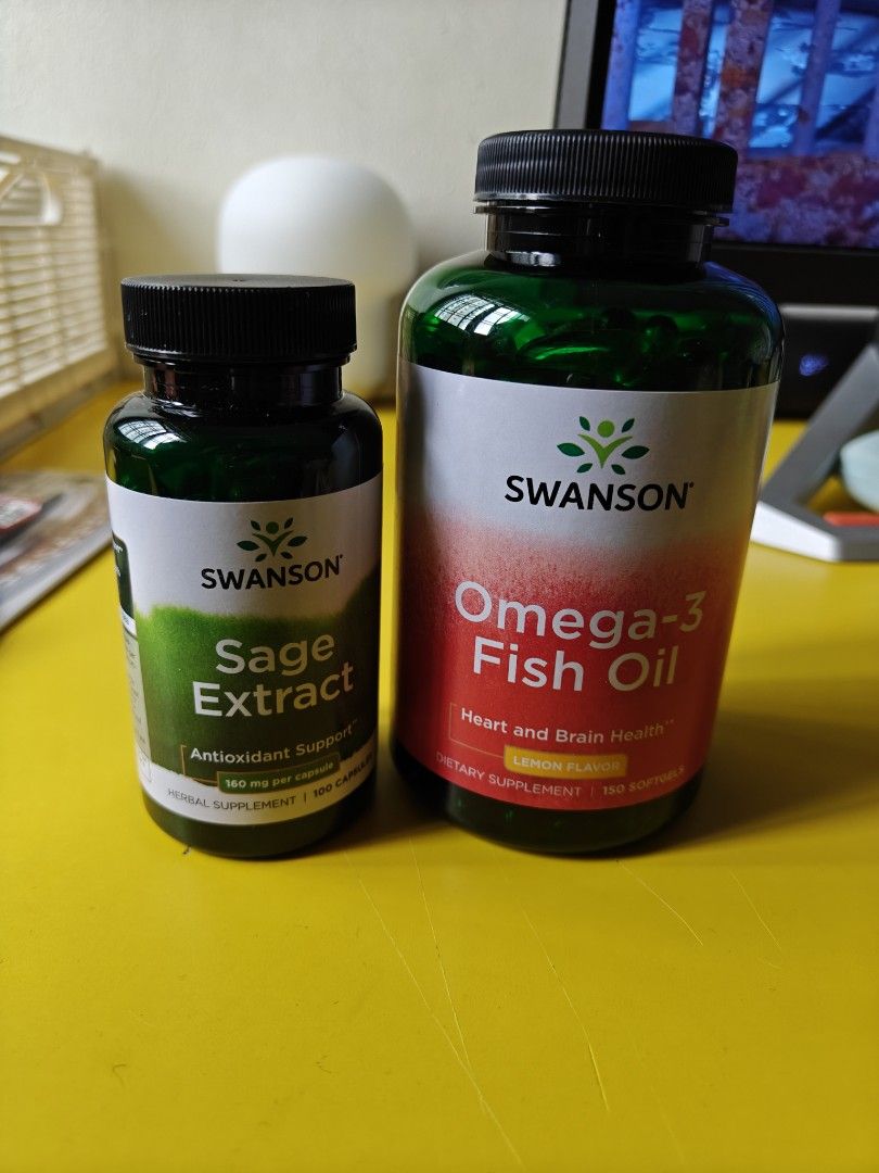 Omega-3 fish oil, Sage Extract and B1 Thiamin Swanson, Health ...