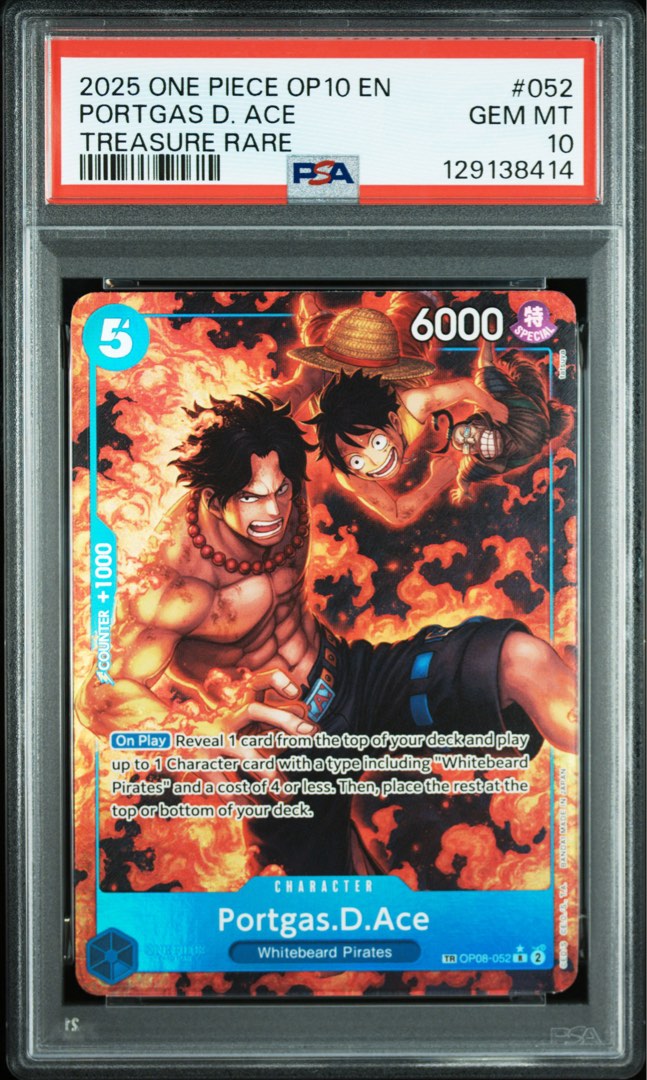 One Piece OP08 Portgas D. Ace Treasure Rare PSA 10, Hobbies & Toys ...