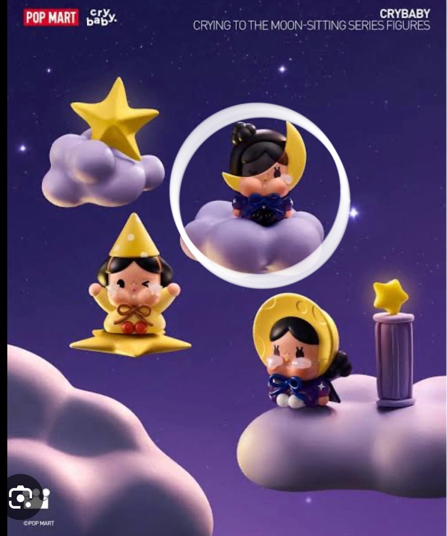Popmart Crybaby Crying to the Moon Series Sitting Figures - Half Moon ...