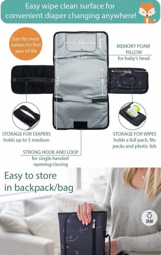 Portable Diaper Changing Pad with Storage, Babies & Kids, Bathing ...