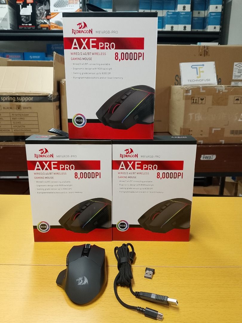Redragon Axe Pro RGB Tri-Mode Wired / Wireless / Bluetooth Gaming Mouse ...