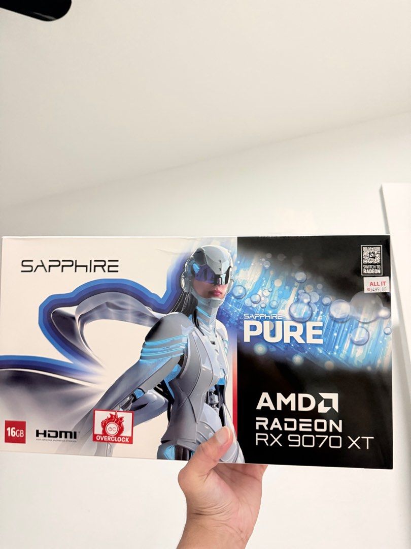 Sapphire Pure 9070 XT with Vertical Riser CM 4.0 PCIE, Computers & Tech ...
