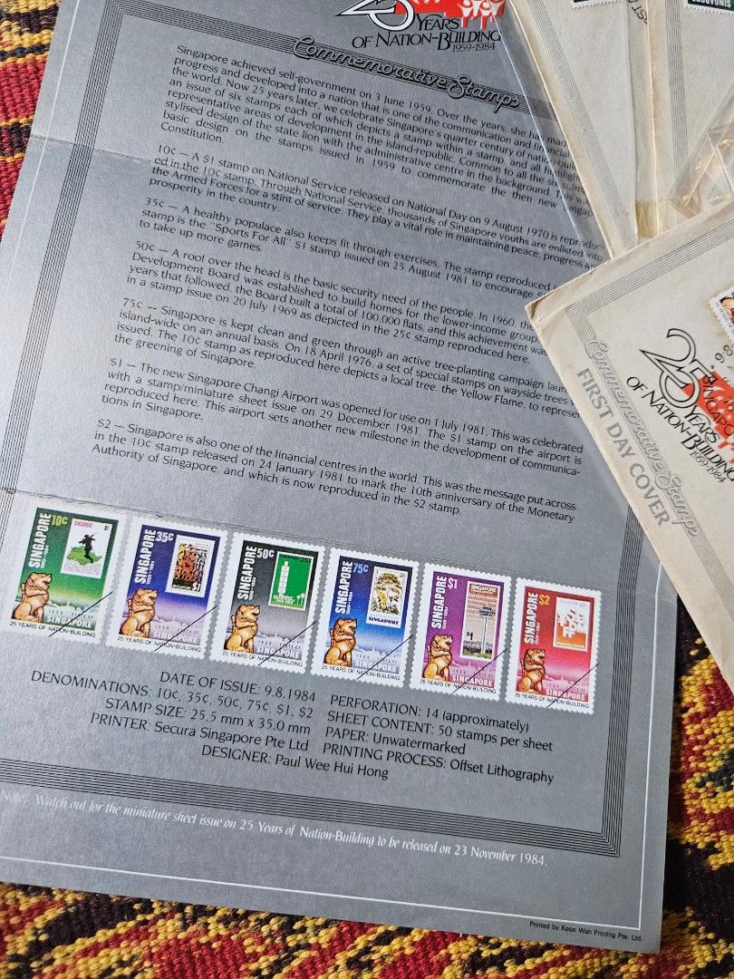 1984 Singapore 1st Day Cover Stamps and envelope, commemorating of ...