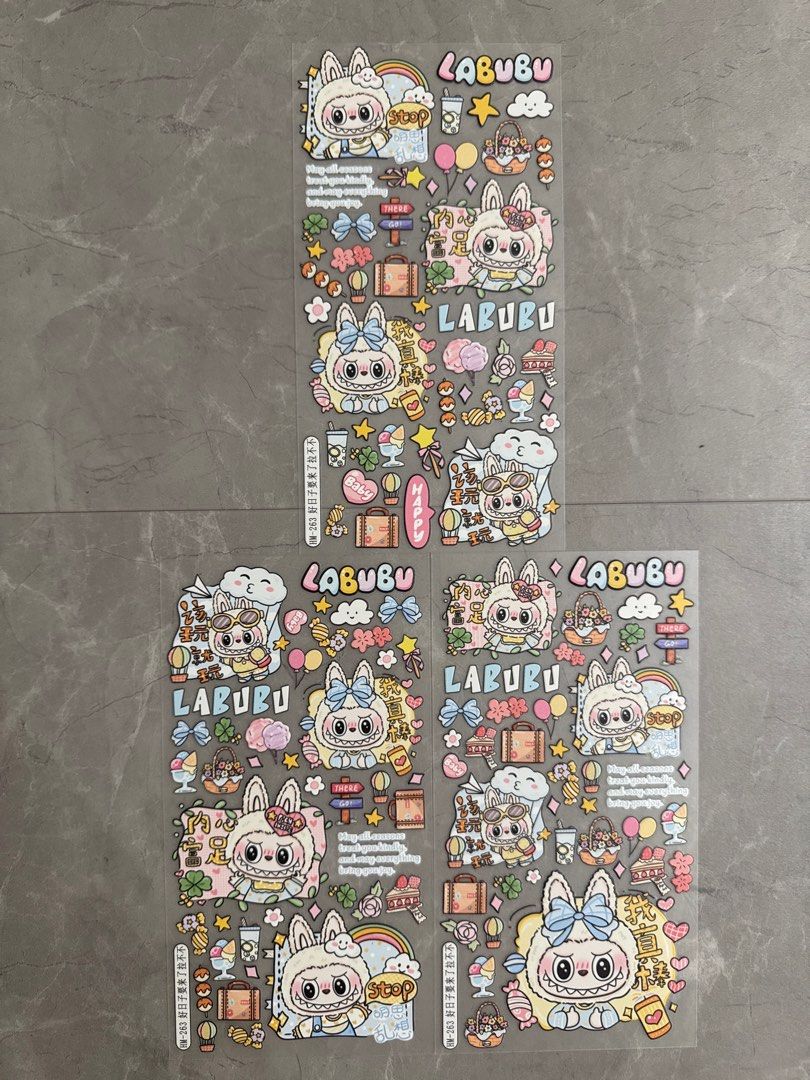 3D Cute Character Sticker Sheets - labubu Shaun the sheep, Hobbies ...