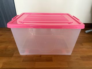60L Grey Storage Box with Wheels, Furniture & Home Living, Home ...