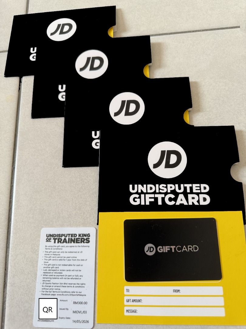 🔥 JD Sports Gift Card【RM300 x4】 【ORIGINAL & NEW】👟, Tickets & Vouchers ...