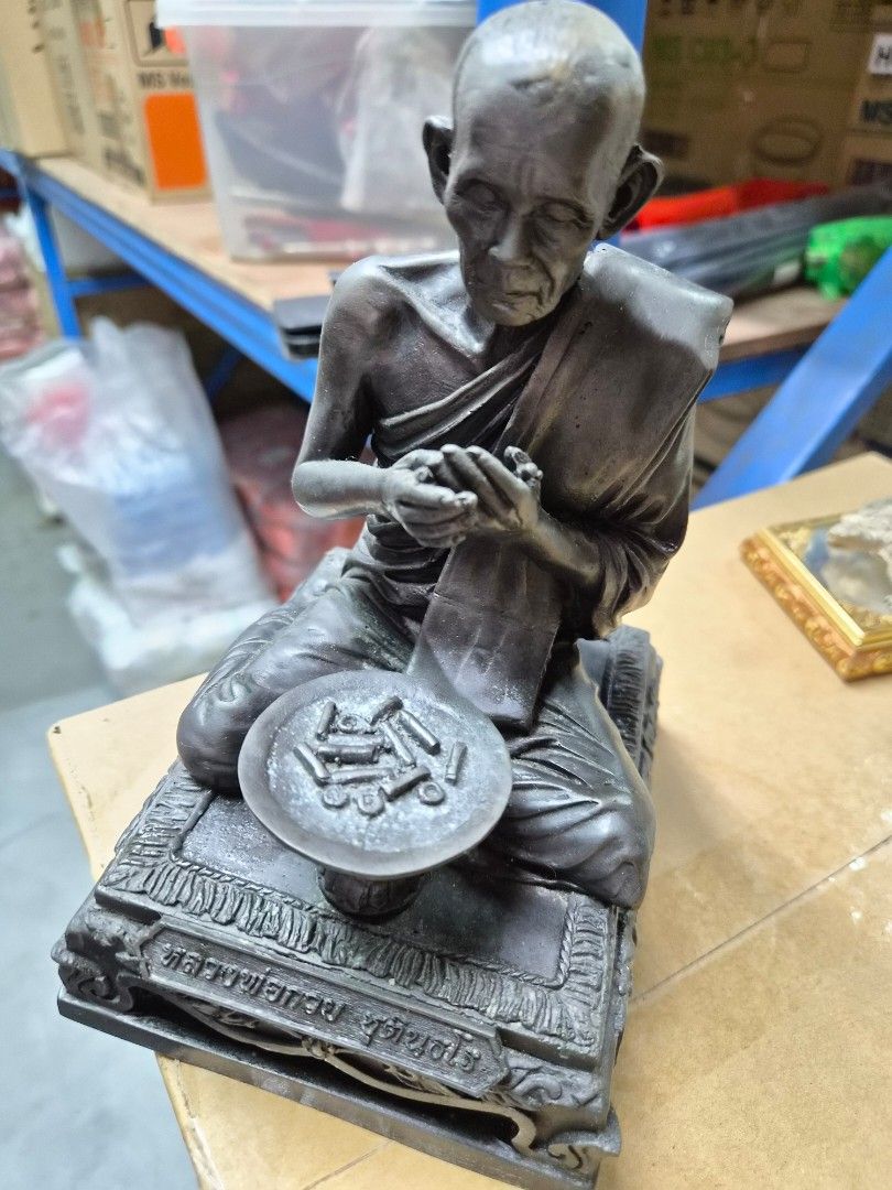 Antique Monk Statue, Hobbies & Toys, Religious Items on Carousell