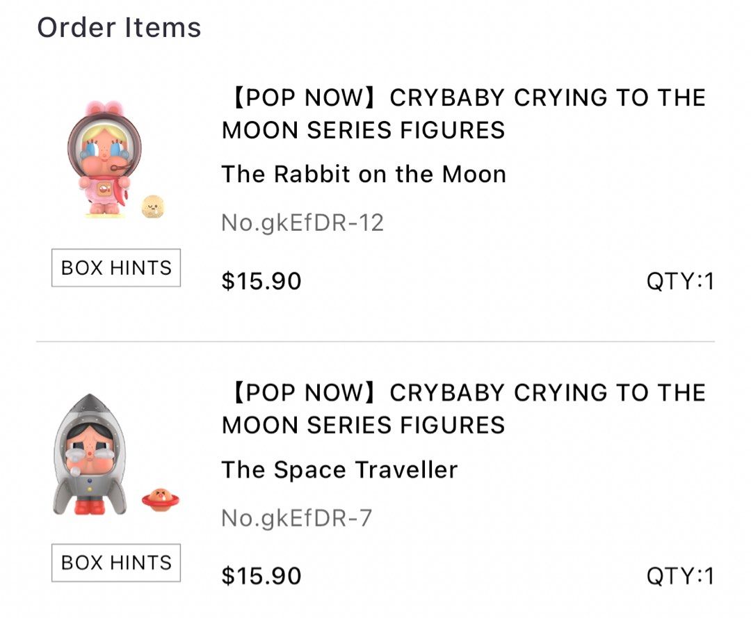 BNIB Popmart Crybaby Crying to the Moon Series Figures, Hobbies & Toys ...