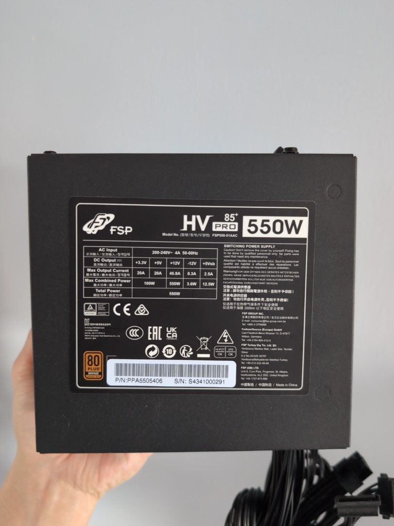 Desktop CPU Power Supply PSU FSP HV PRO 550W 85+ BRONZE, Computers ...