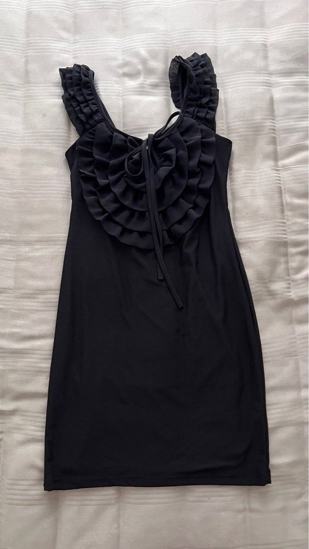 Frilly little black mini dress, Women's Fashion, Dresses & Sets ...