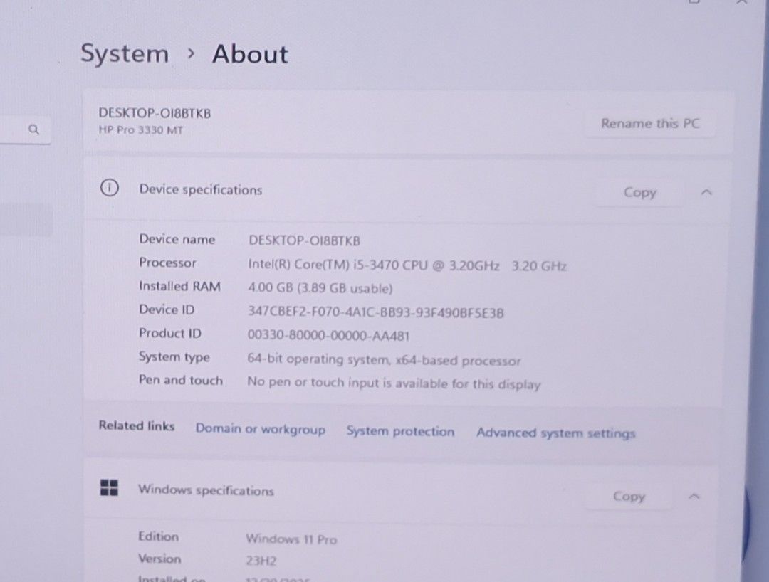 HP Pro 3330 Tower Windows Desktop Computer PC Desktop Intel i5 Windows ...