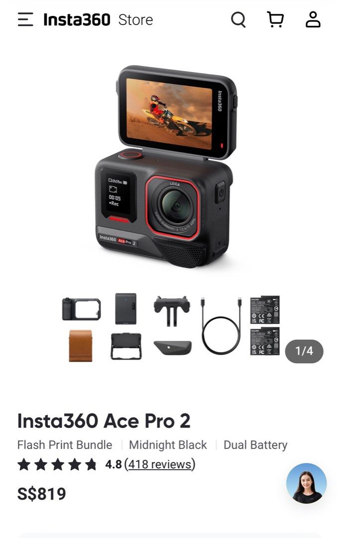 Insta360 Ace Pro 2 - Flash Print Bundle - Midnight Black, Photography ...