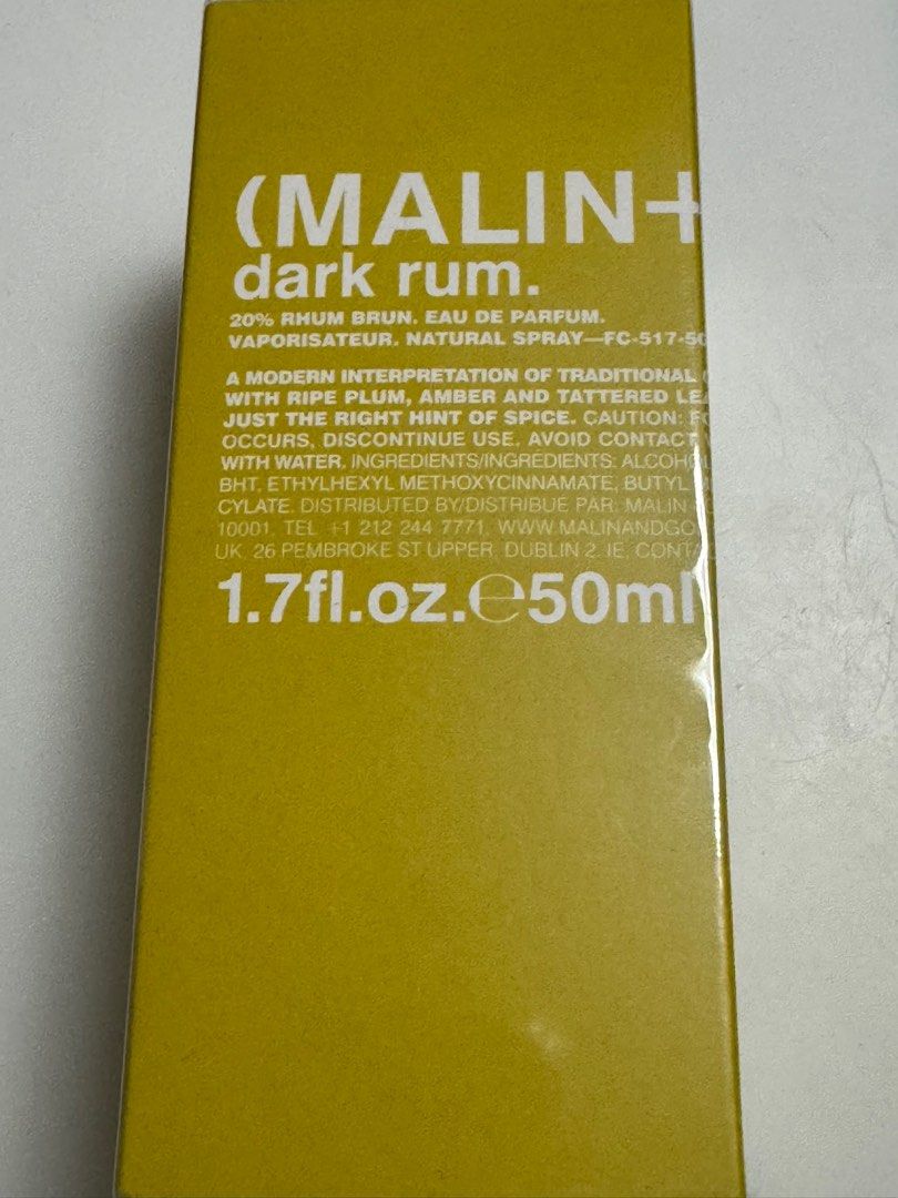 Malin + Goetz Dark Rum Eau de Parfum 50ml, Beauty & Personal Care ...