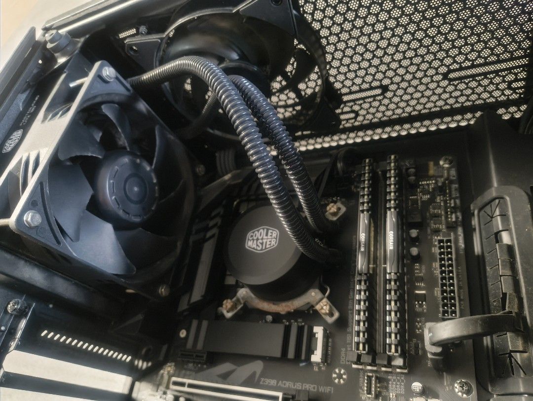 PC Tower with CPU, ram, CPU cooler, motherboard, and case fans ...