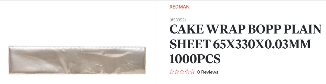 Phoon huat / Red Man: CAKE WRAP BOPP PLAIN SHEET 65X330X0.03MM 1000PCS ...