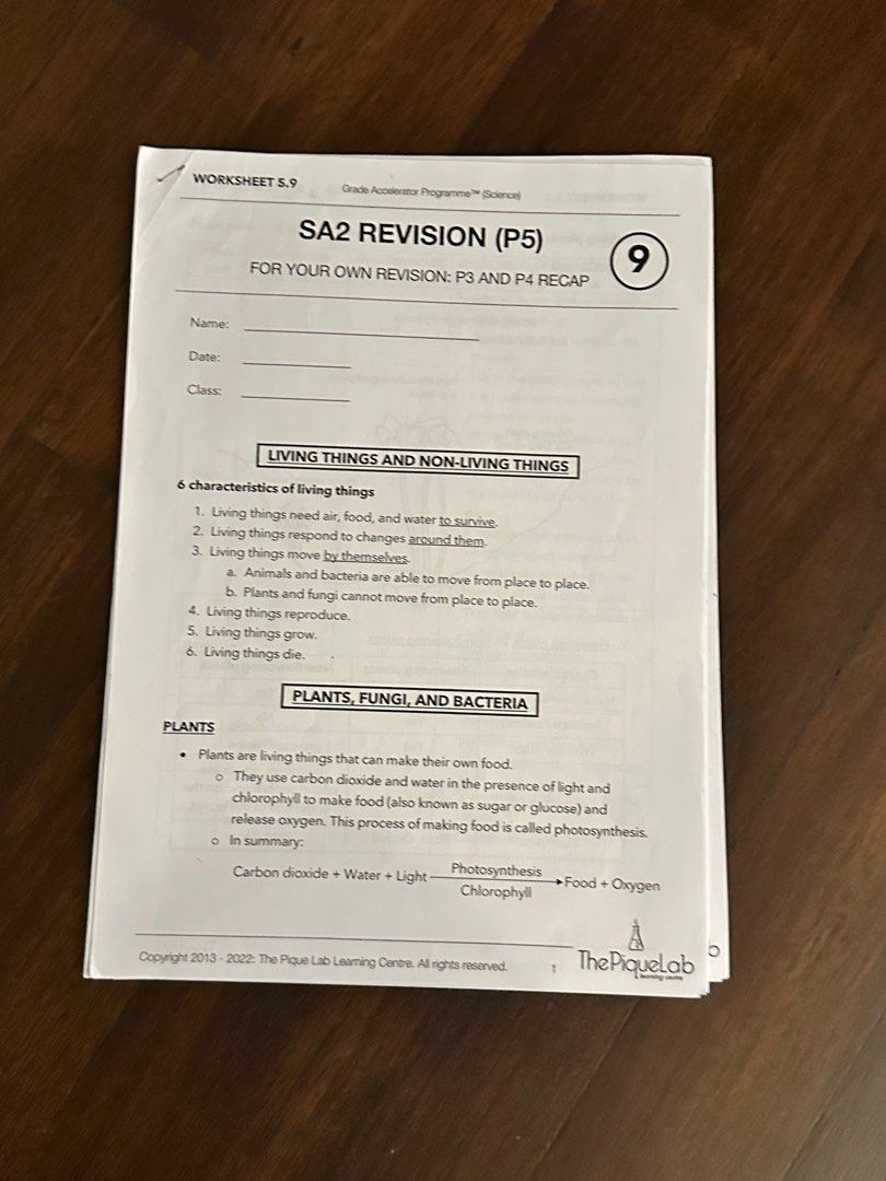 Primary School P5 Science Coloured Notes and Study Guides, Hobbies ...