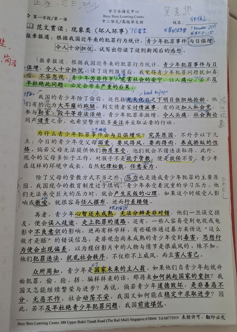 Sec 2 Busybees Higher Chinese tuition notes (tag: sec 3, sec 4, o level ...