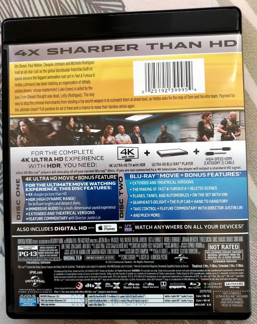 The Fast & The Furious 6 4K + Bluray, Hobbies & Toys, Music & Media ...