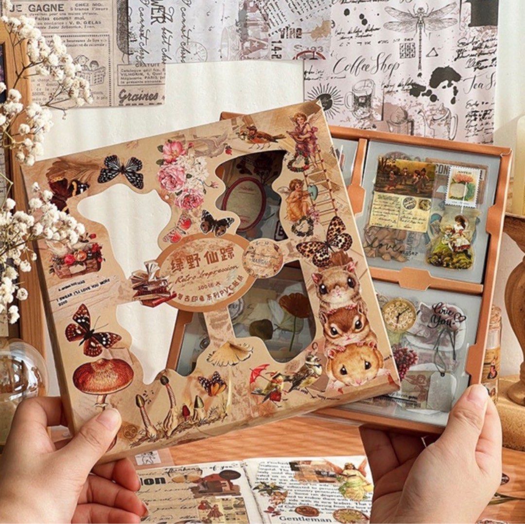 100pcs/set Vintage Clear DIY Scrapbooking Collage Photo Stickers ...