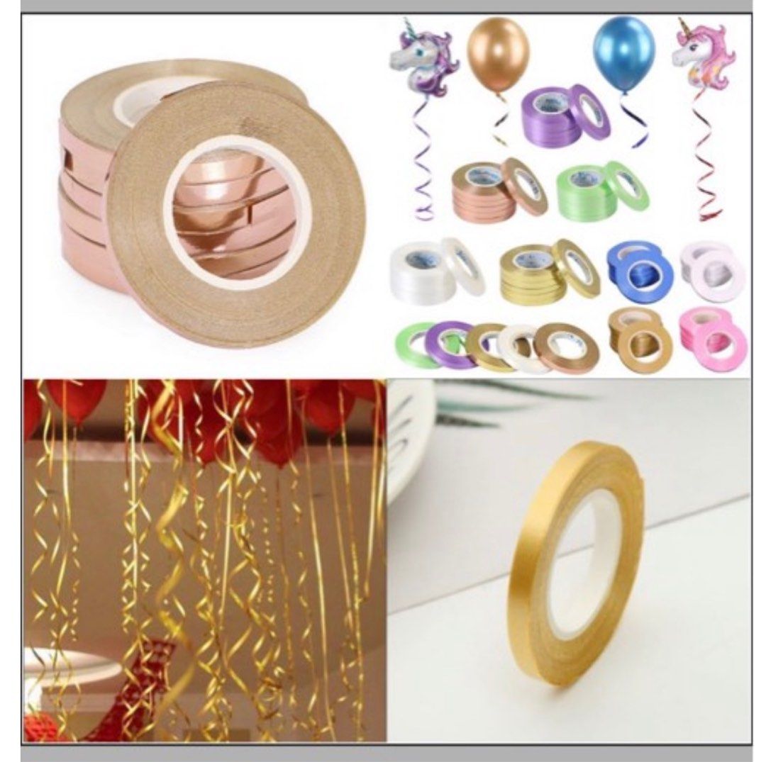 10m Balloon Ribbon Strings in Gold & Rose Gold Balloon Curling Ribbon ...