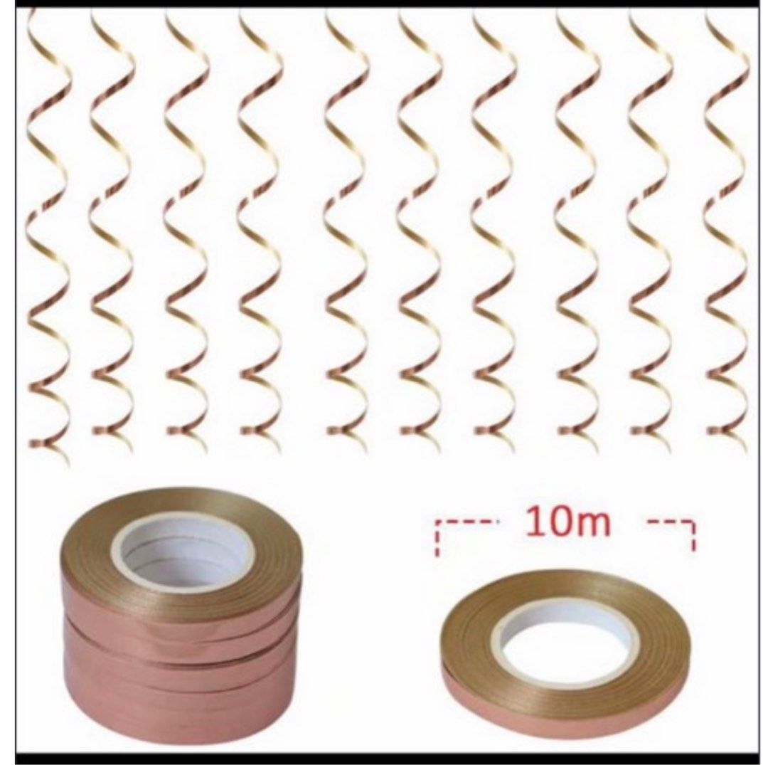10m Balloon Ribbon Strings in Gold & Rose Gold Balloon Curling Ribbon ...